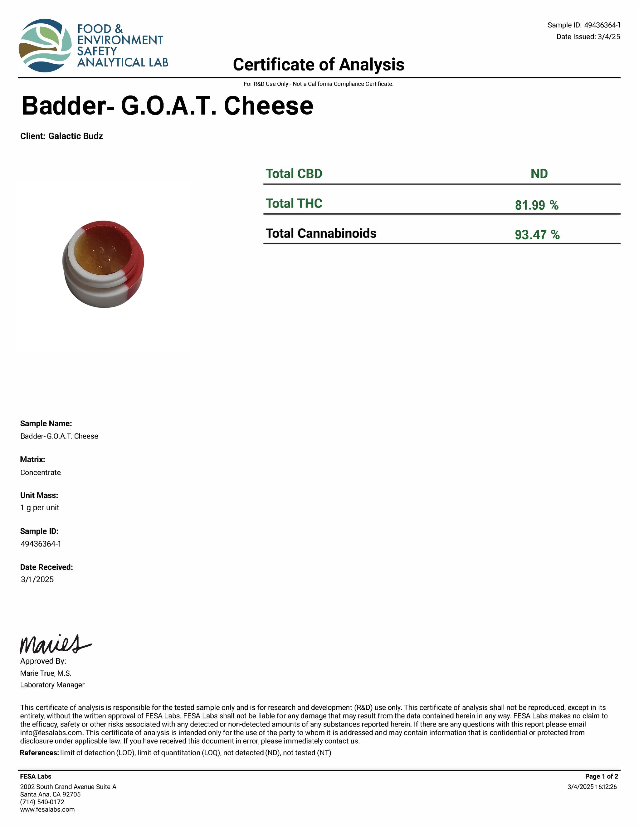 LIVE RESIN BADDER- G.O.A.T. CHEESE – GALACTIC BUDZ